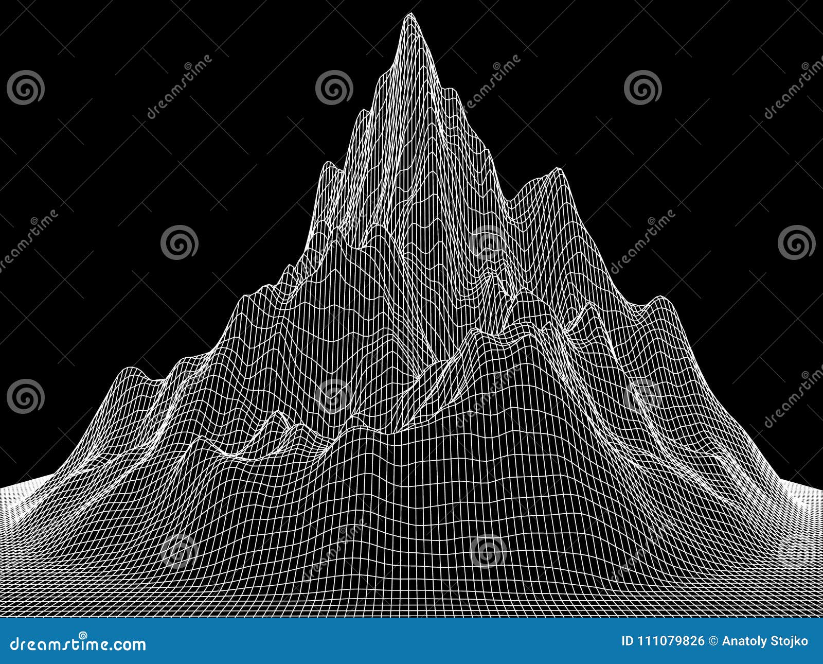 Abstract High Peak on Background. 3D Terrain Grid. Stock Vector ...