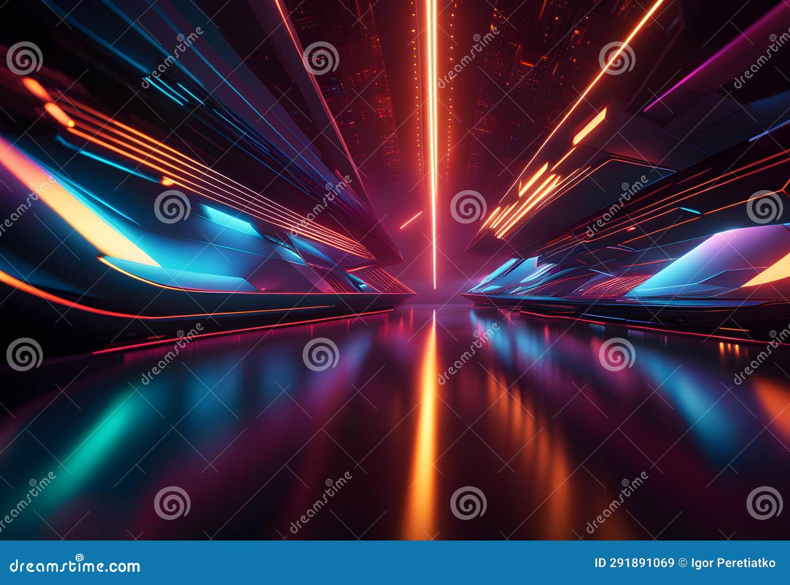 Abstract High Tech Background with Neon Light Effect Stock Illustration ...