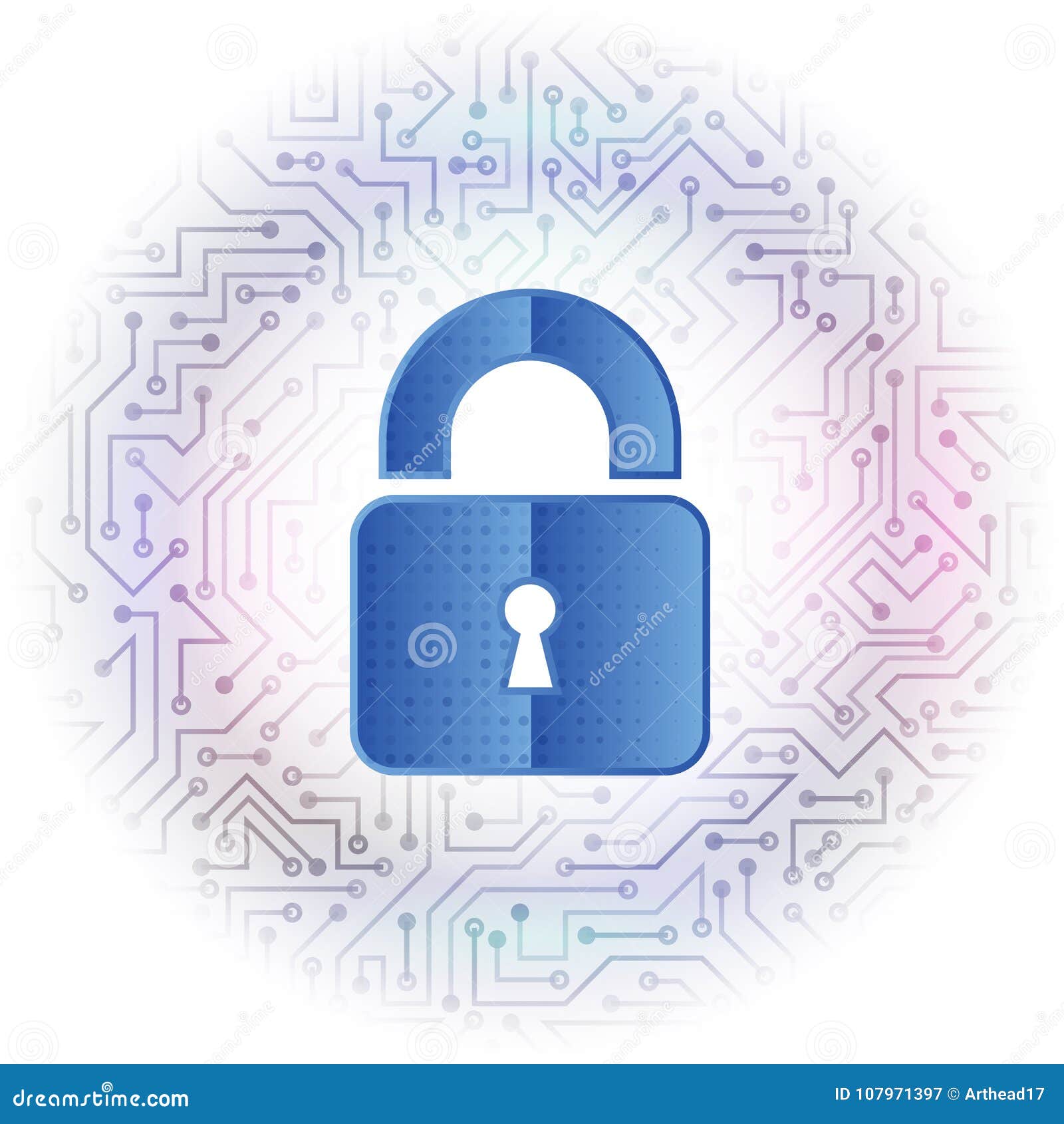 Abstract High Tech Circuit Board. Digital Padlock Vector Illustration ...