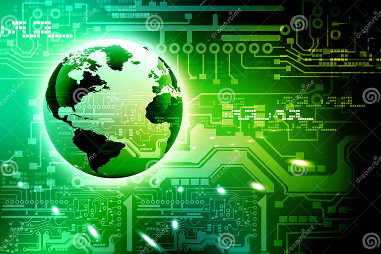 Abstract High Tech Circuit Board and World Stock Illustration ...