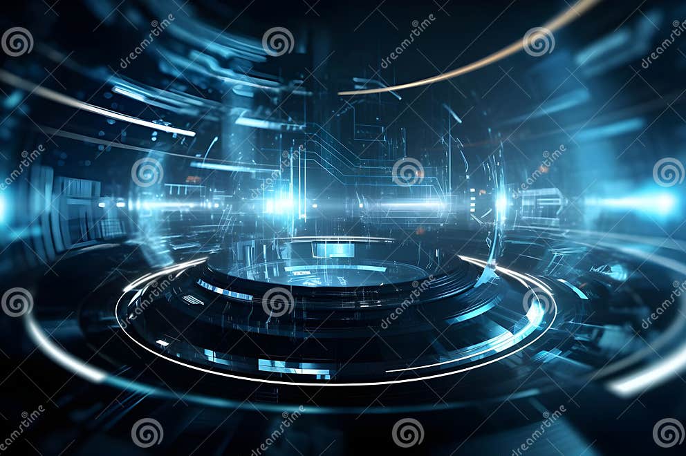 Abstract High Tech, Future Technology, Futuristic Dark Blue Background ...