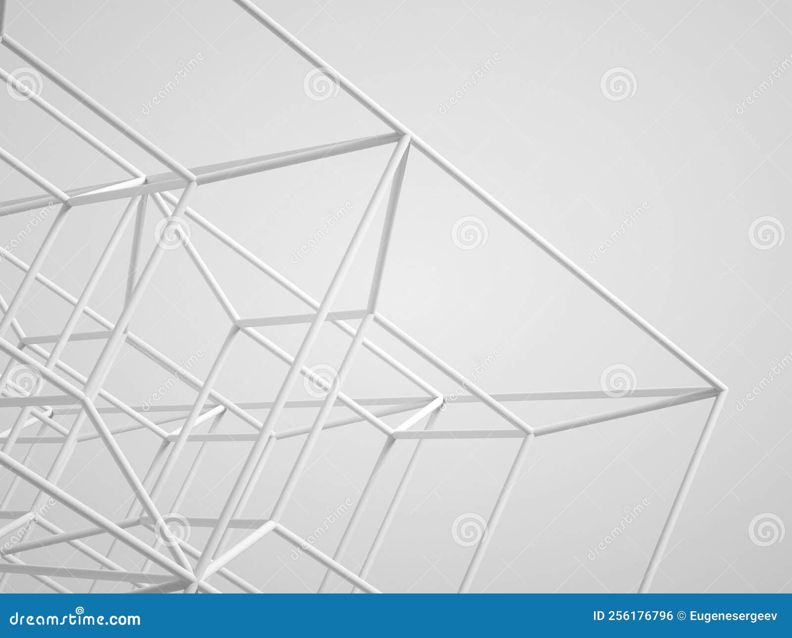 Abstract High-tech Installation, Metallic Wire-frame Cubes Stock ...