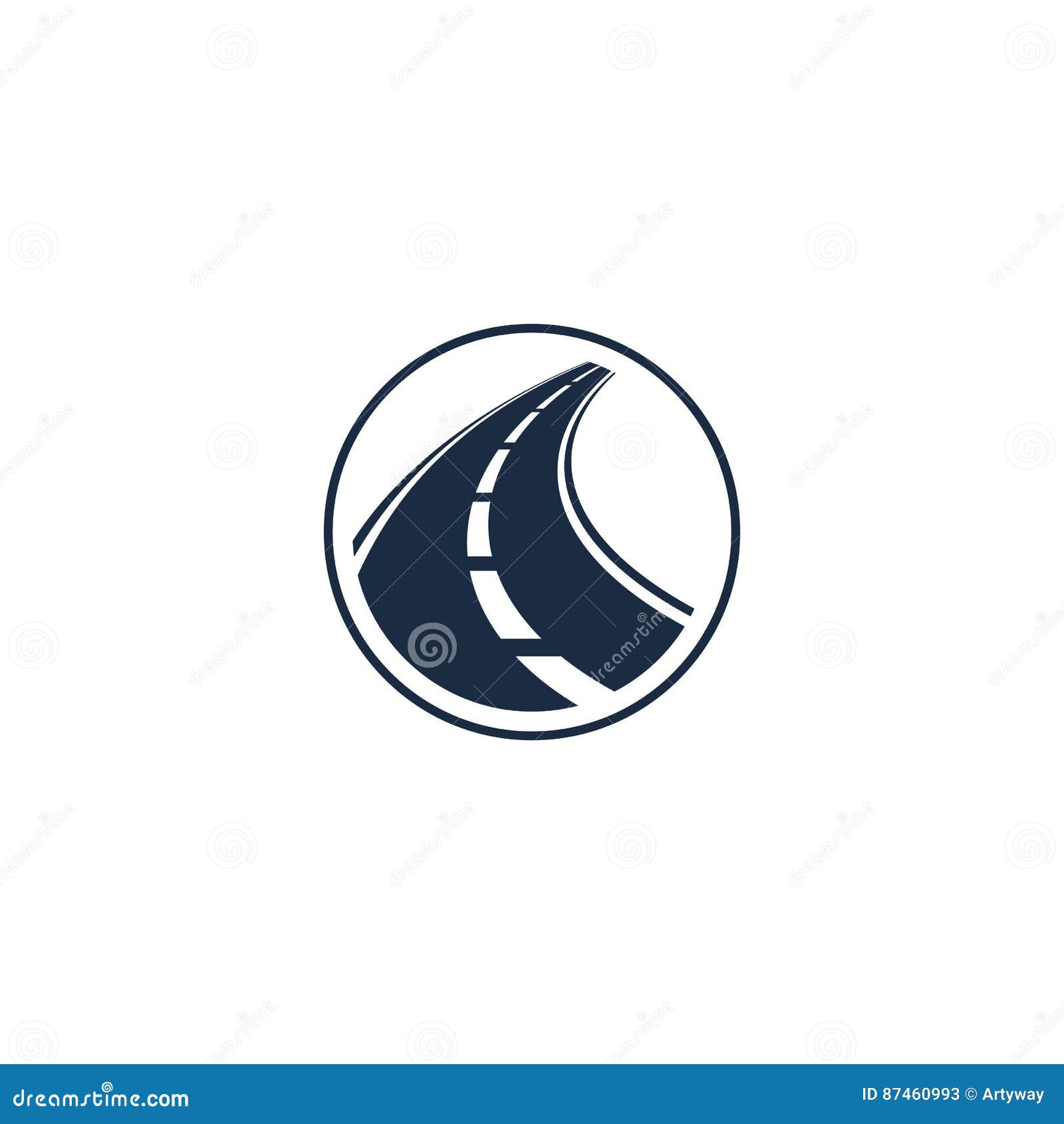 Abstract Highway Element in Circle Logo, Round Shape Logotype with Road ...