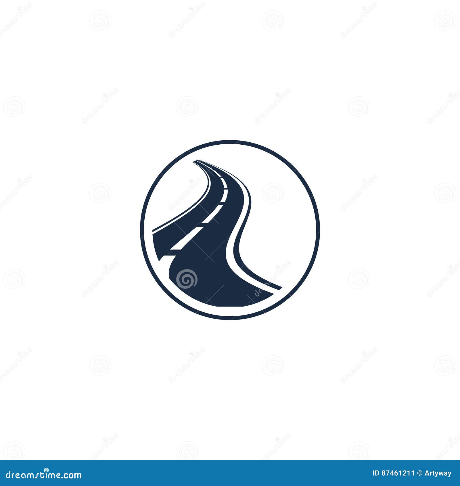 Abstract Highway Element in Circle Logo, Round Shape Logotype with Road ...