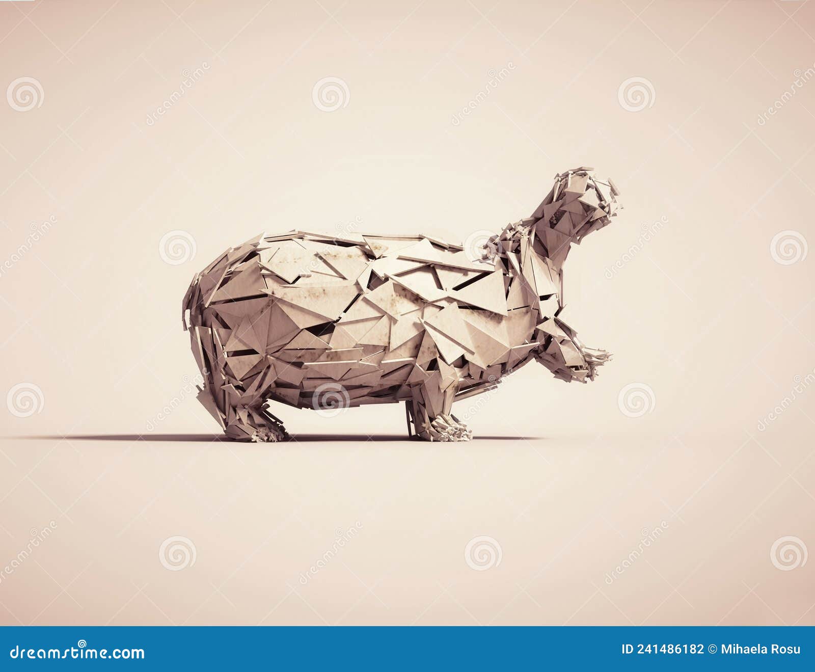 Abstract Hippopotamus Made of Wooden Polygons Stock Illustration ...
