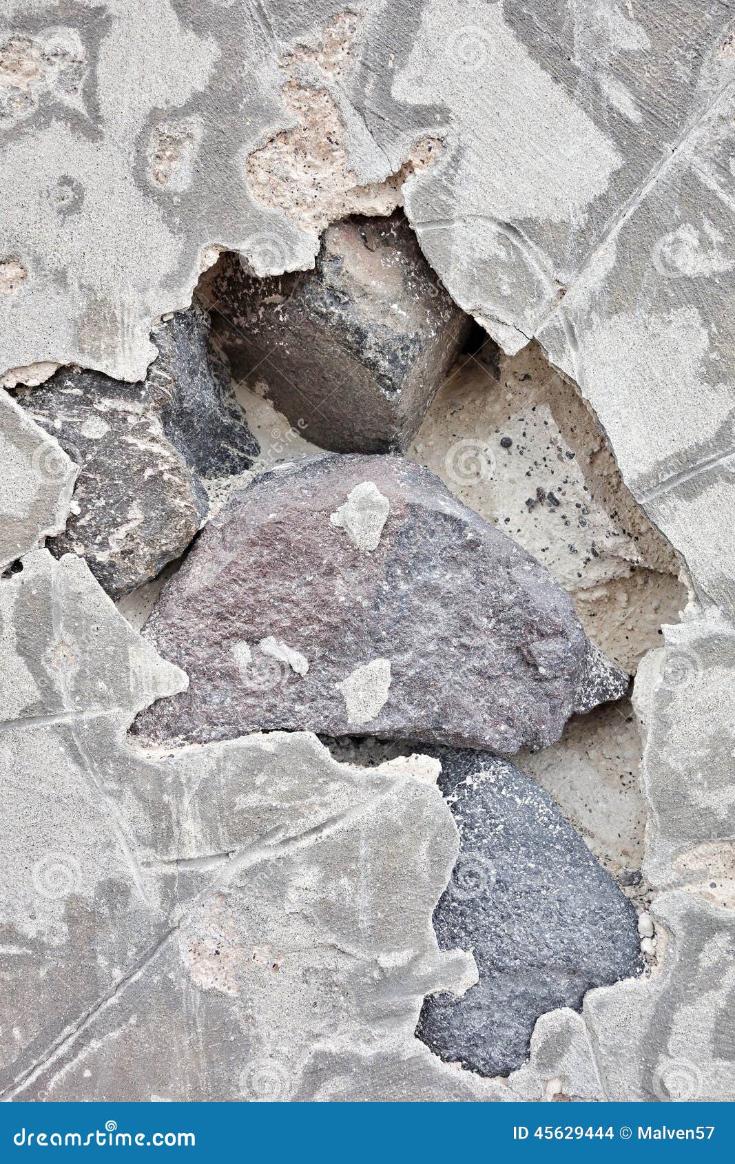 Abstract Hole in Cement on a Stone Wall Stock Photo - Image of empty ...