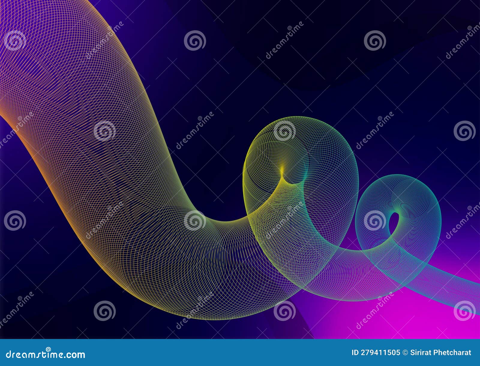 Vortex. Vector Perspective Curved Grid. Wireframe Abstract Tunnel. 3D ...