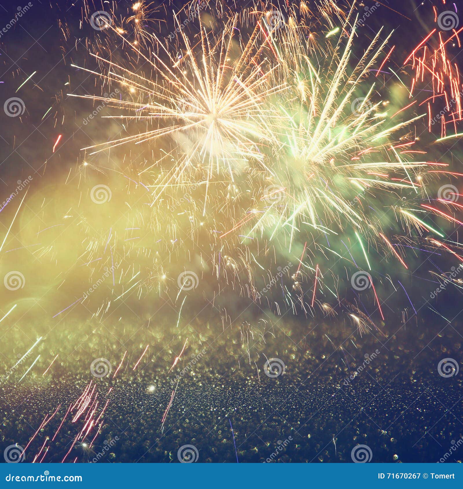 Abstract Holiday Background, Glitter Lights and Firework Overlay Stock ...