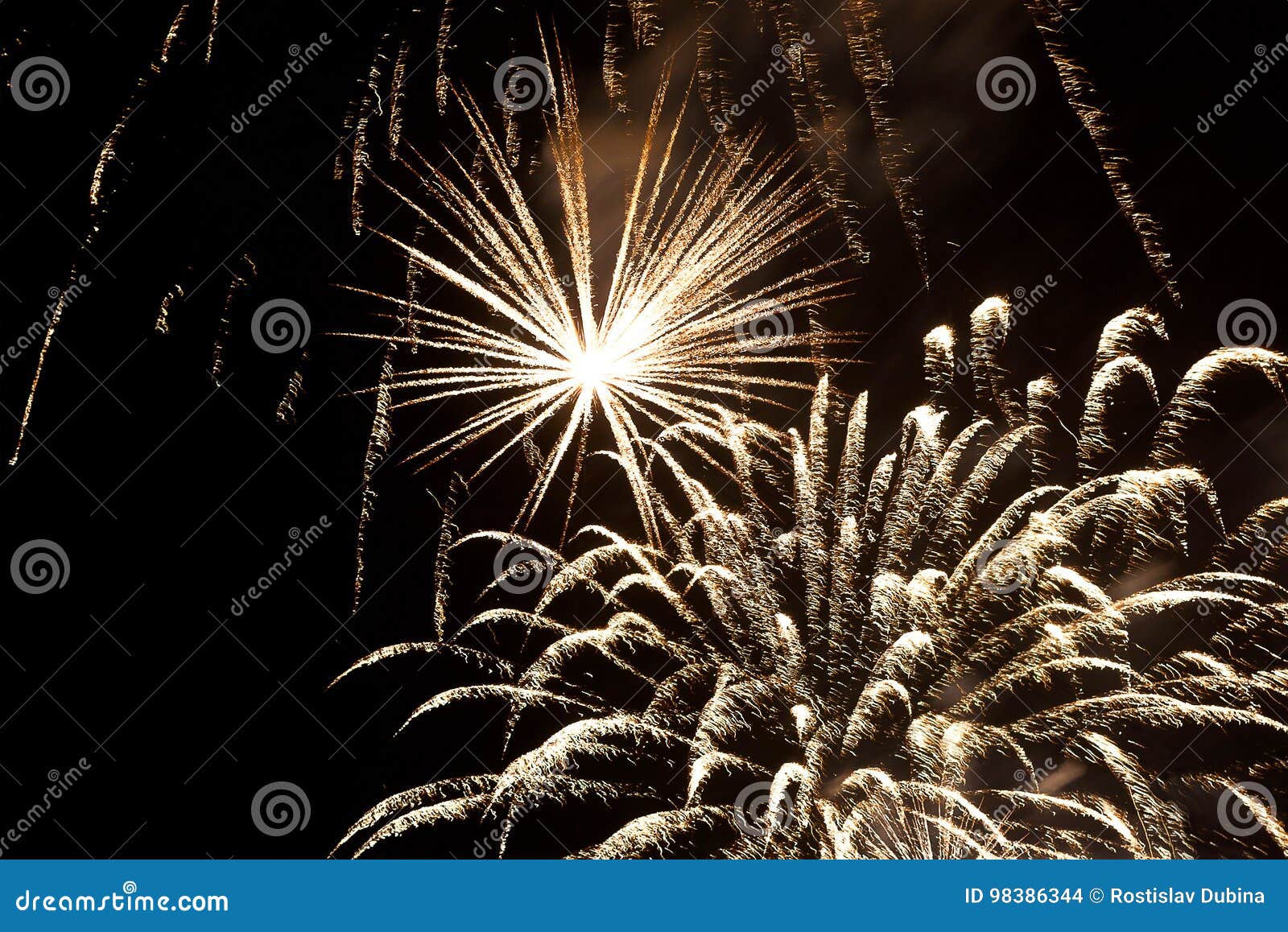 Abstract Holiday Background with Various Colors Fireworks Light Up ...