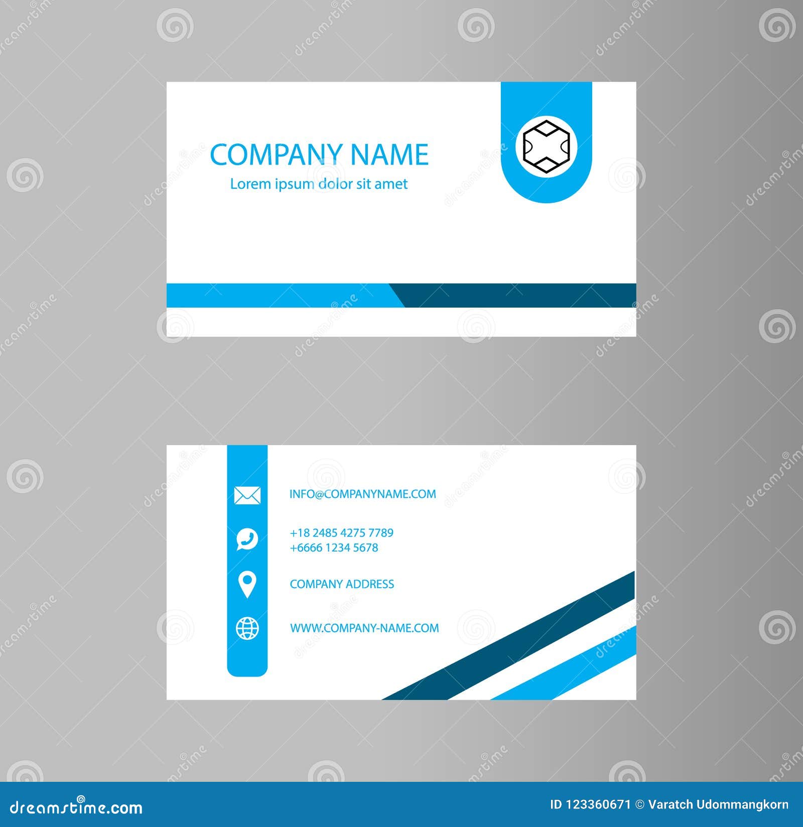 Creative Business Card Design, Dark Blue Color, Contact Card for ...