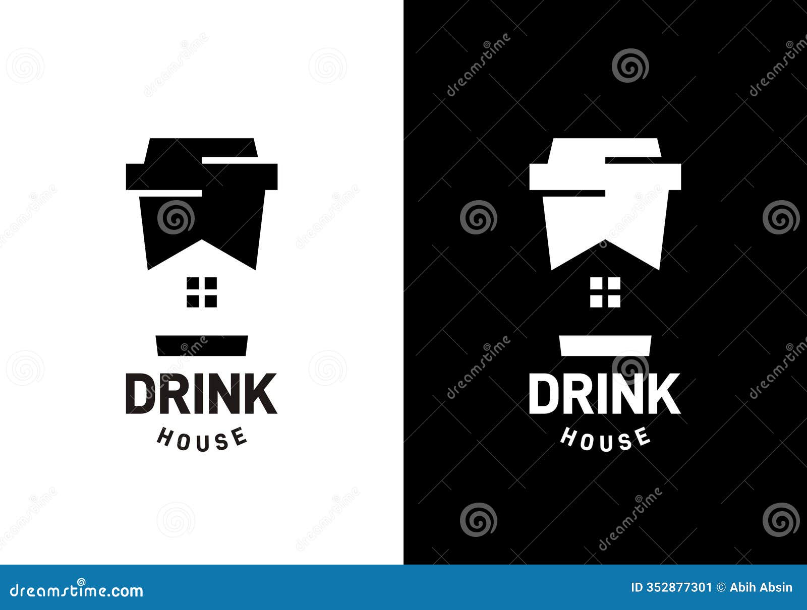 Abstract Home with Drink Cup Logo Design Vector Stock Vector ...