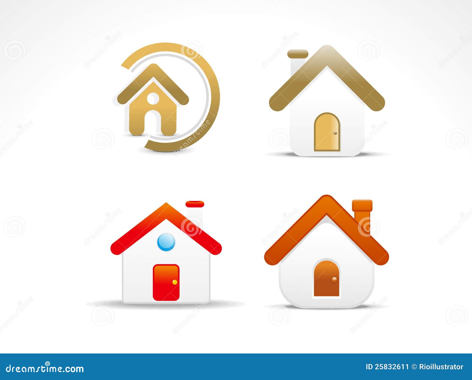Abstract home icon set stock vector. Illustration of isolated - 25832611