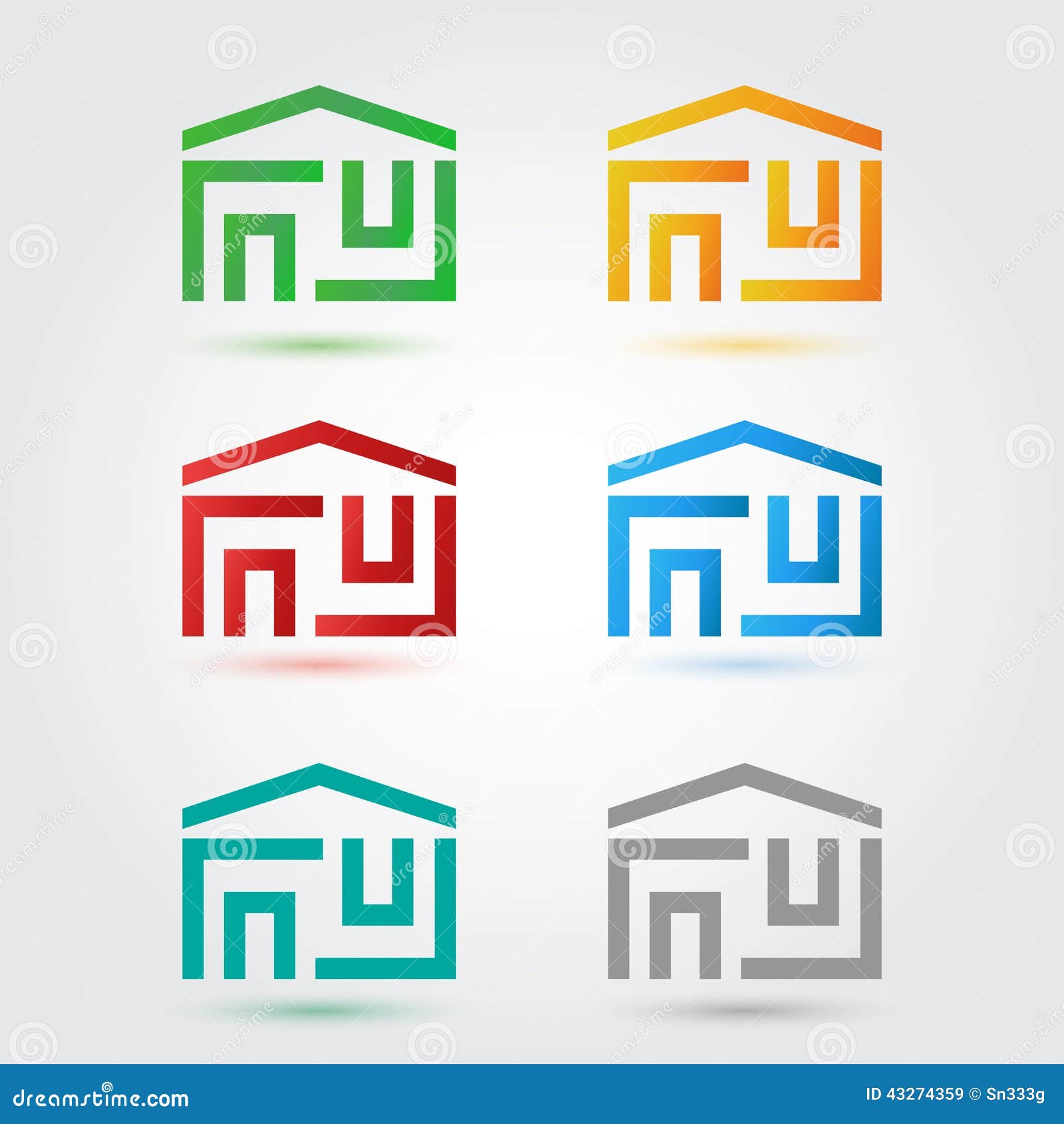 Abstract Home Icons Set in Colors Stock Vector - Illustration of icons ...