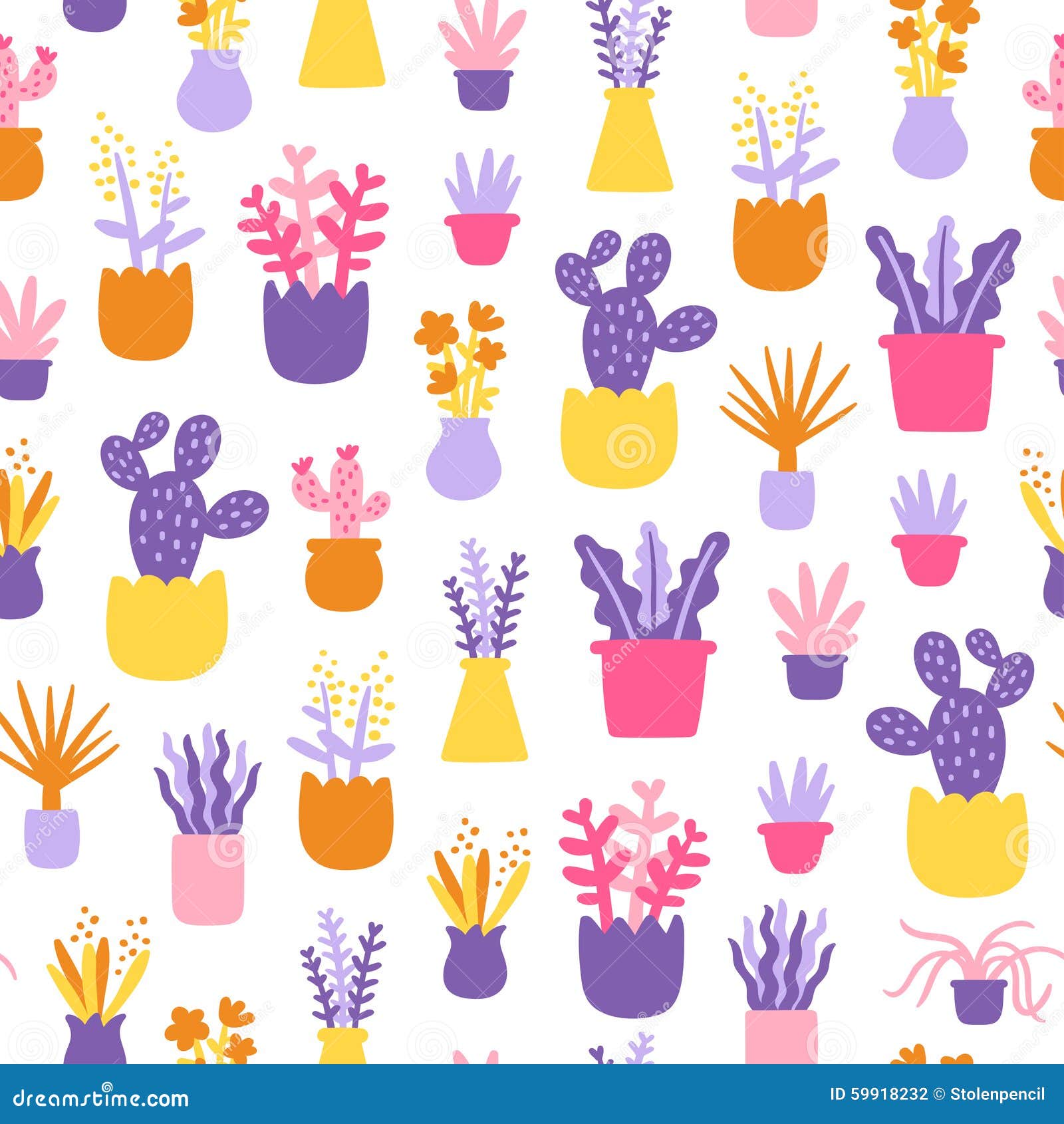 Abstract Home Plants Colorful Seamless Pattern Stock Vector ...