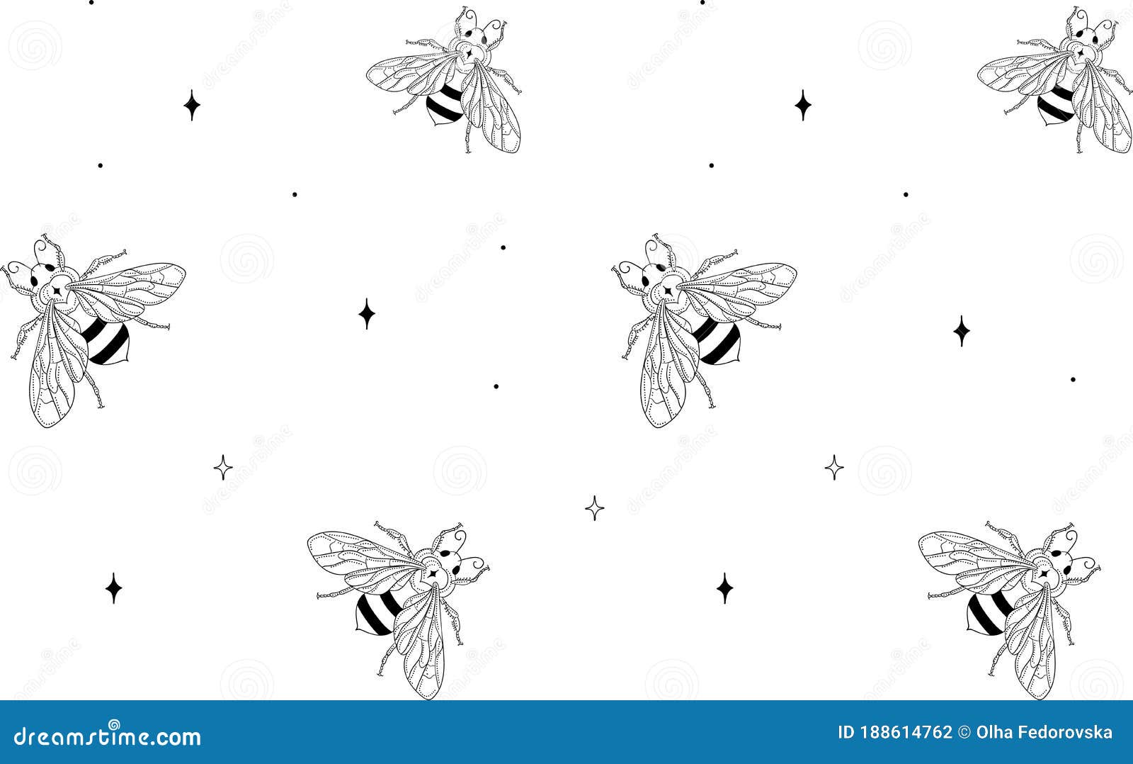 Abstract Honey Bee Seamless Patterns with Stars Stock Vector ...