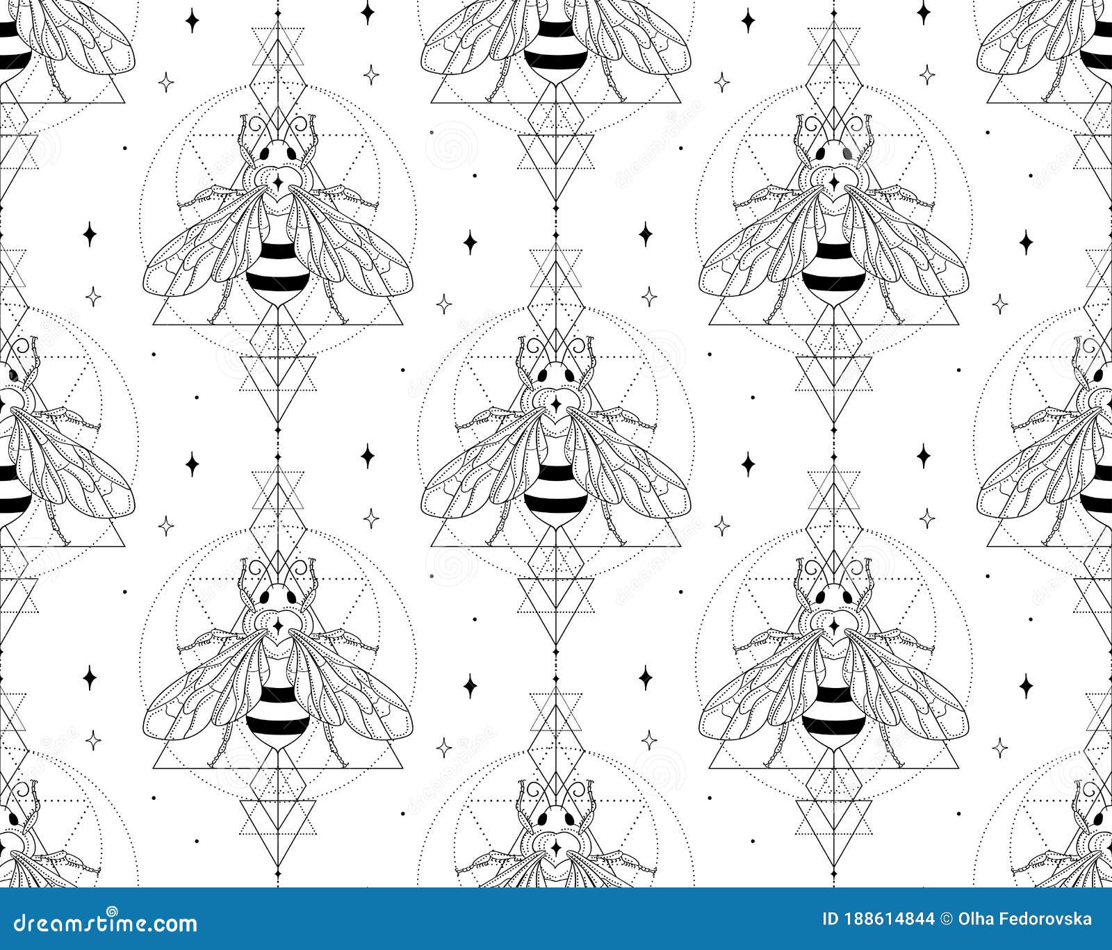 Abstract Honey Bee Seamless Patterns with Stars Stock Vector ...