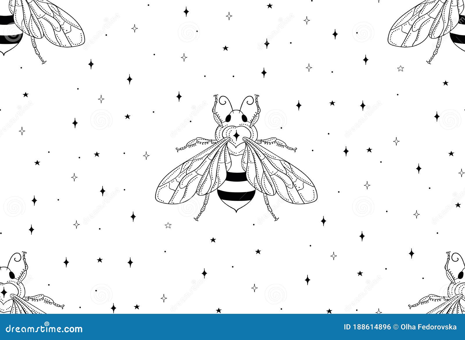 Abstract Honey Bee Seamless Patterns with Stars Stock Vector ...