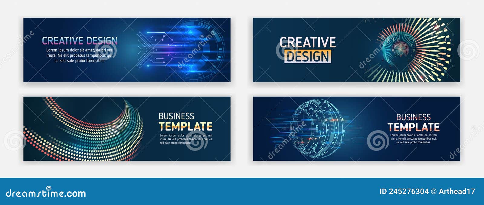 Abstract Horizontal Promotion Media Cover Design. Big Data Futuristic ...