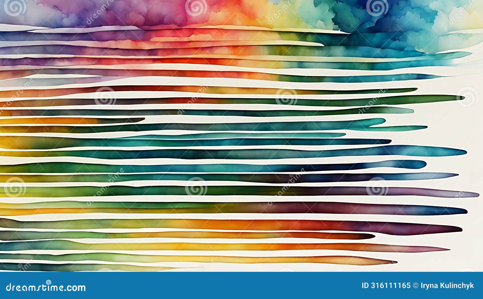Abstract Horizontal Rainbow Background Painted with Watercolors. Hand ...