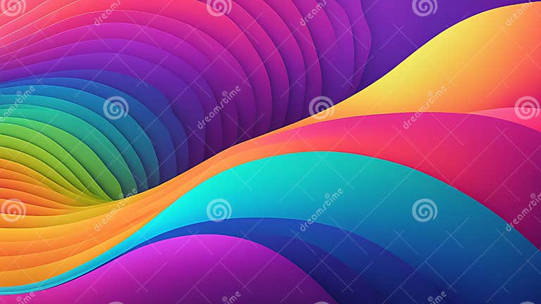 Abstract Horizontal Rainbow Gradient Wave Texture Background. Smooth ...