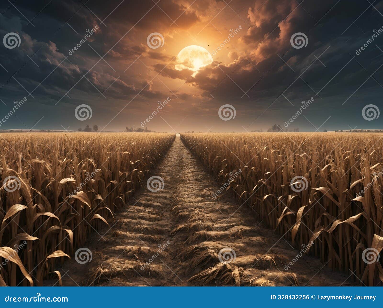 Abstract Horror Glowing Red Fores Full Moon Art Background, Vintage ...