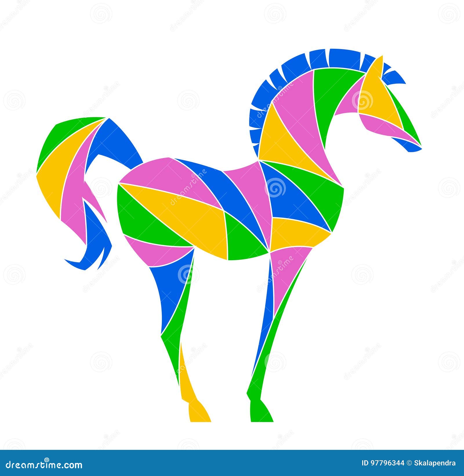 Abstract Horse Of Geometric Shape, Symbol Cartoon Vector ...