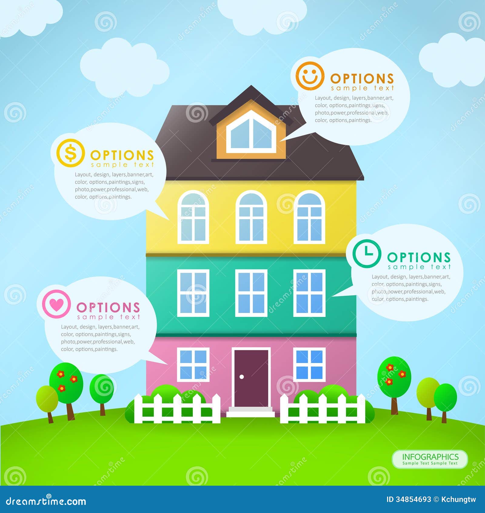 Abstract House Infographics Design Stock Vector - Illustration of ...