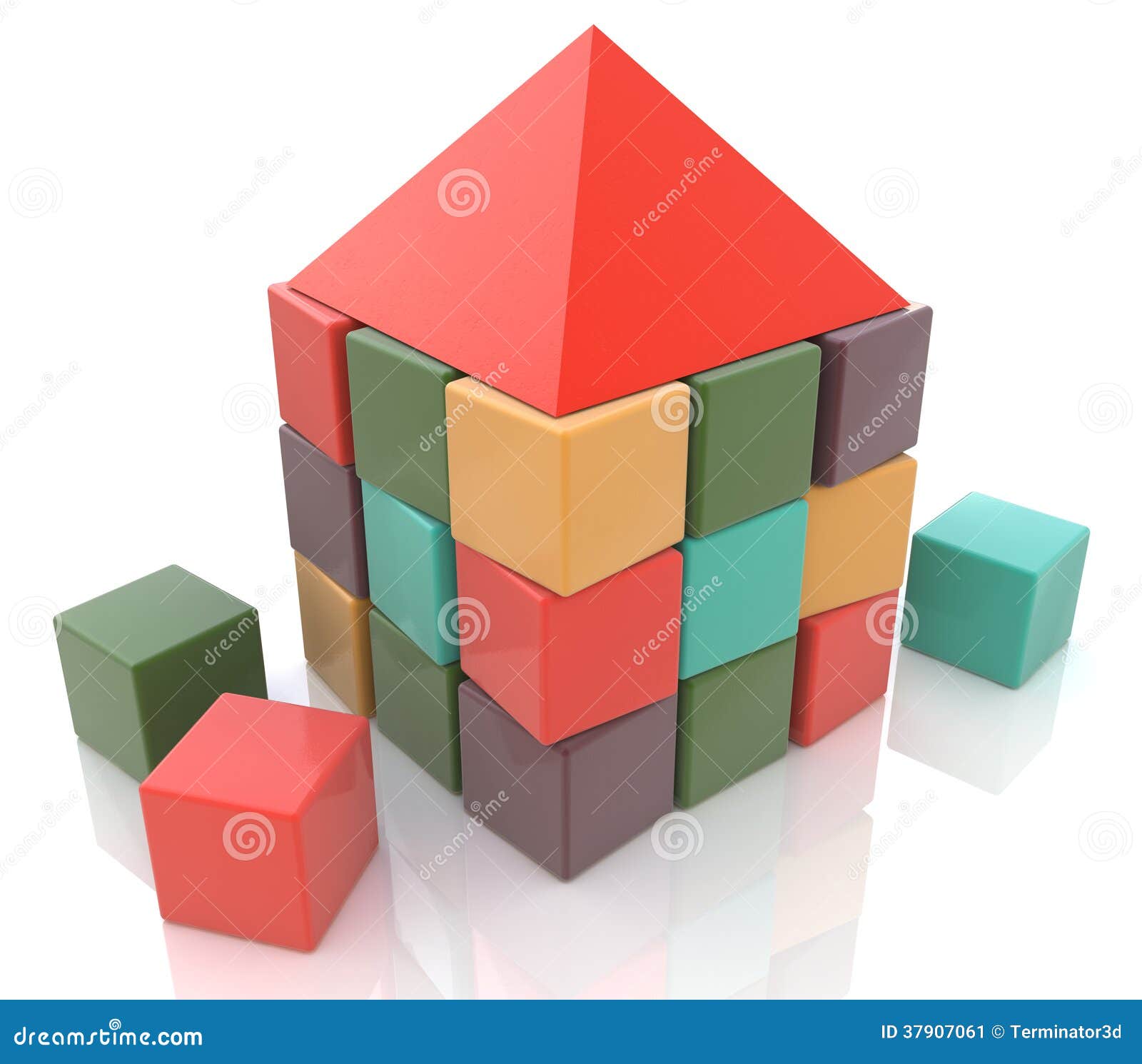 Abstract House Made of Children Blocks 3d Stock Illustration ...