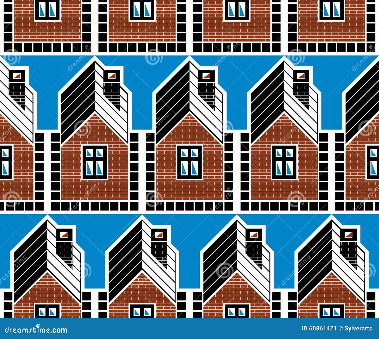 Abstract Houses and Cottages Continuous Vector Background Stock Vector ...