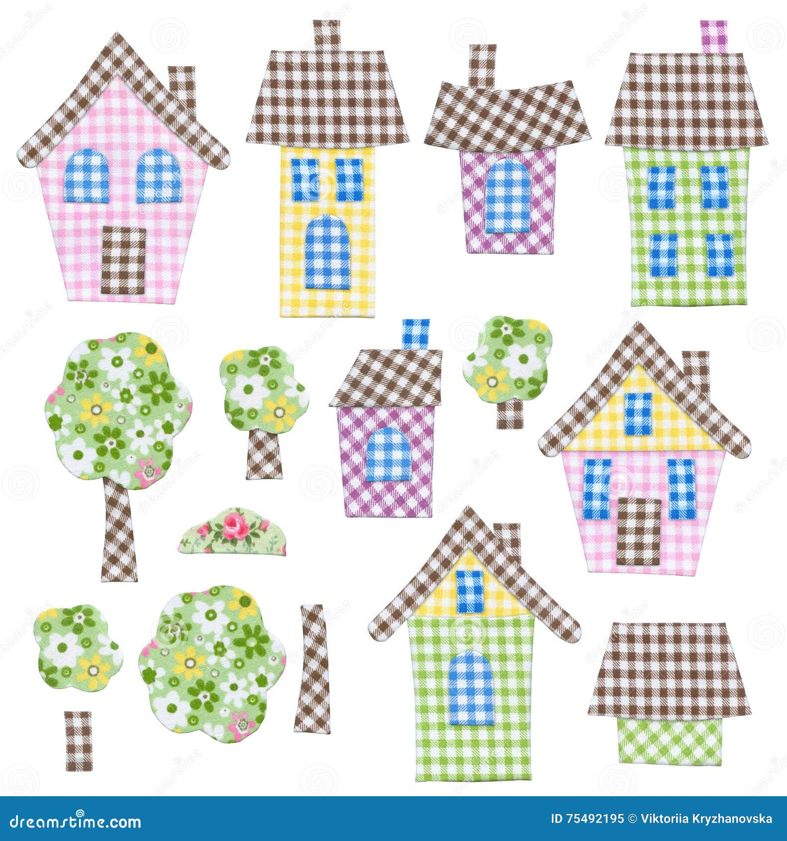 Abstract houses and trees. stock illustration. Illustration of building ...