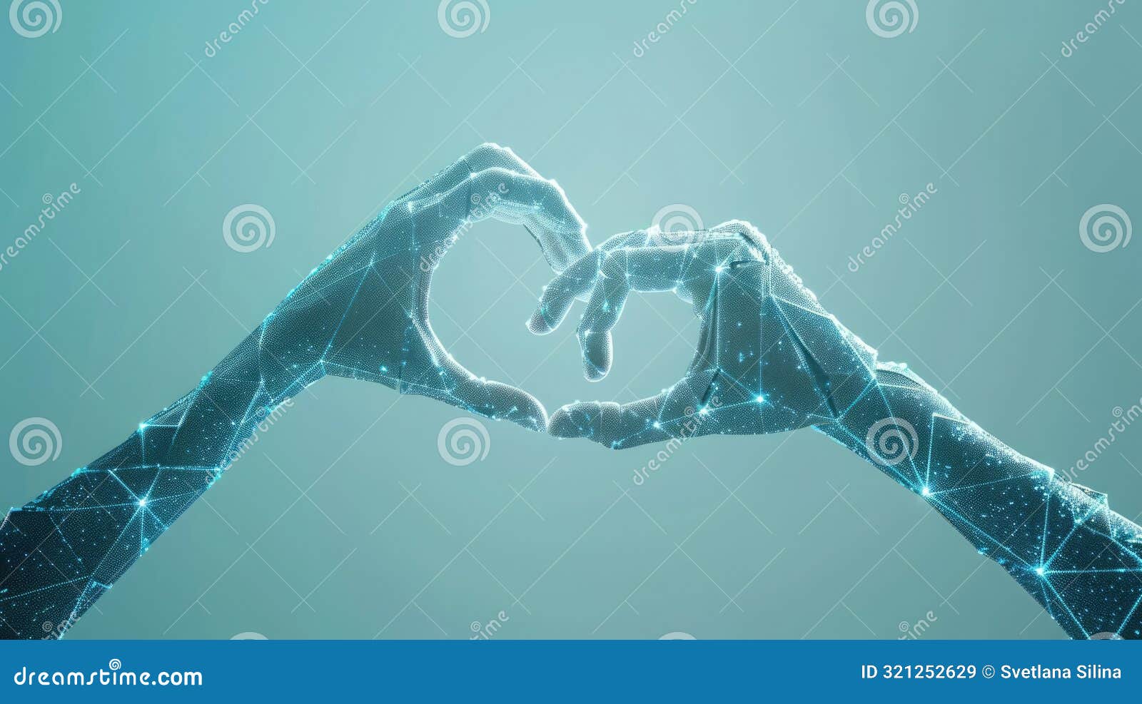 Abstract Human and AI Hands Forming a Heart Shape, Representing Ethical ...