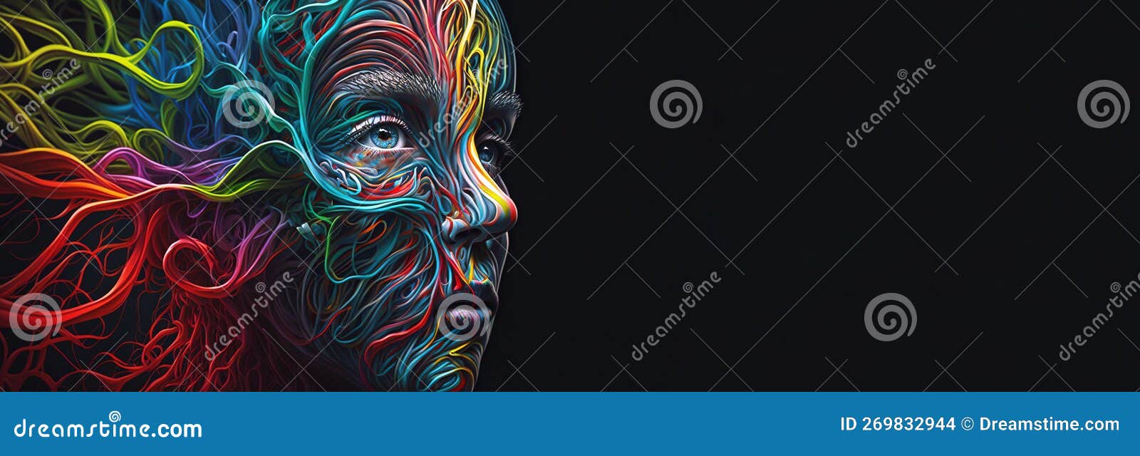 Abstract Human Android Head Made of Colorful Stripes. Intelligence ...