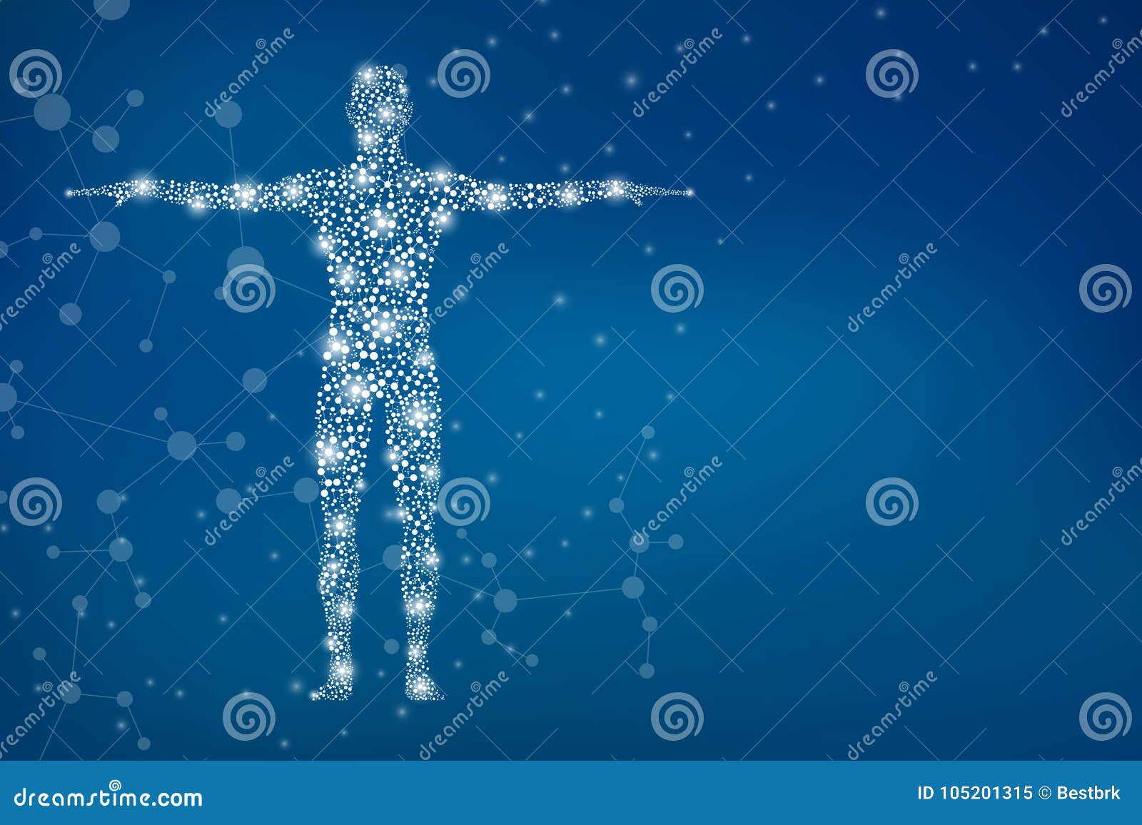 Abstract Human Body with Molecules DNA. Medicine, Science and ...