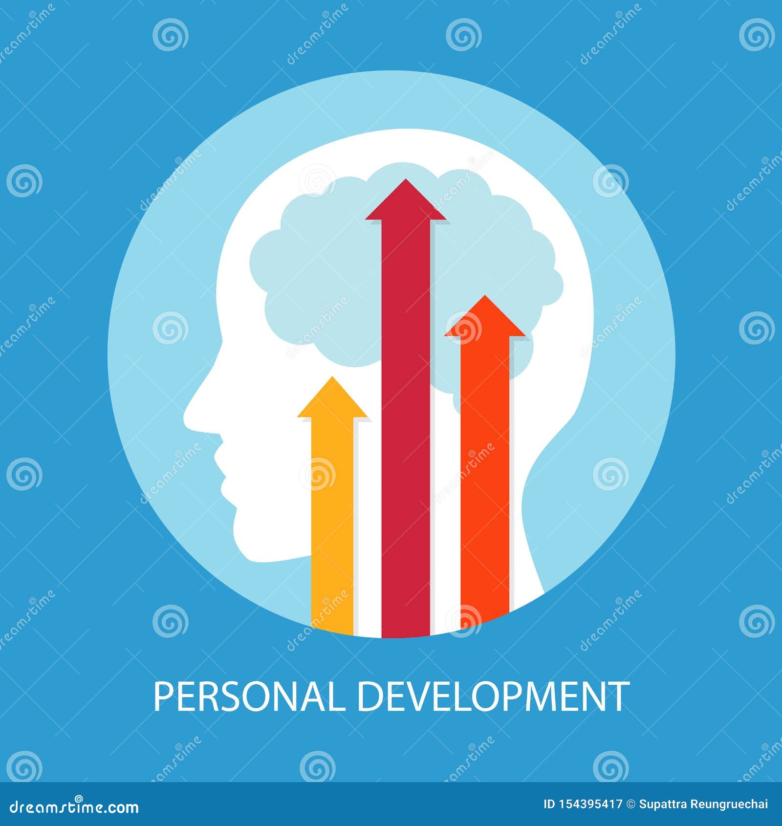 Abstract Human Brain and Arrow with Personal Development Concept. Stock ...