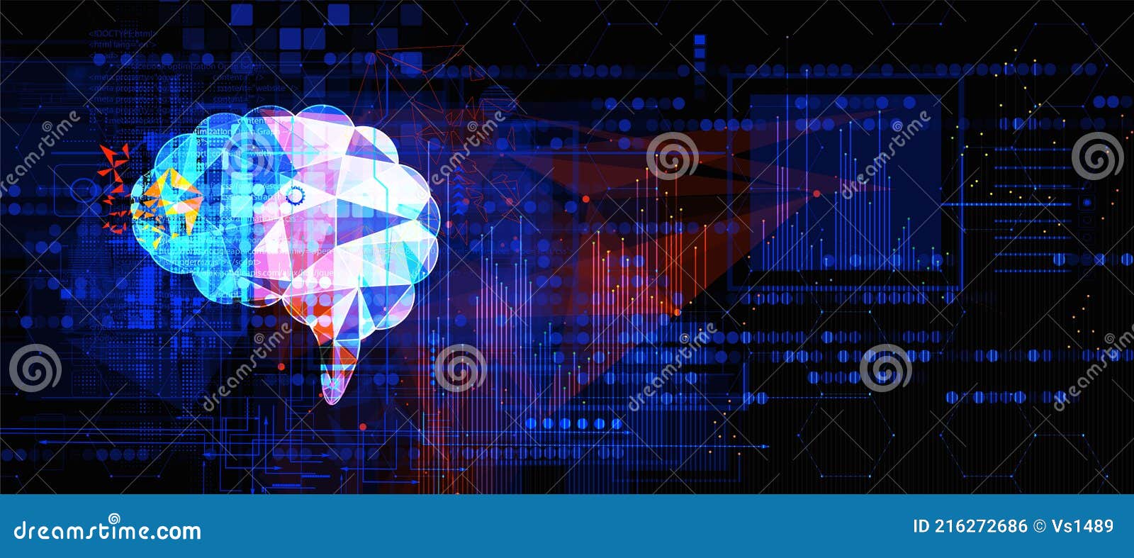 Abstract Human Brain. Artificial Intelligence Technology. Science ...