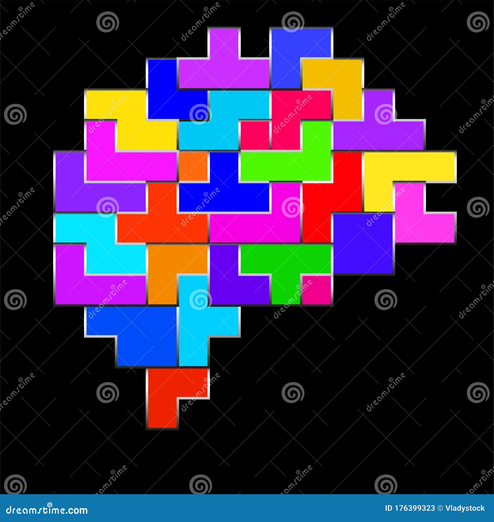 Abstract Human Brain of Colored Blocks Stock Illustration ...