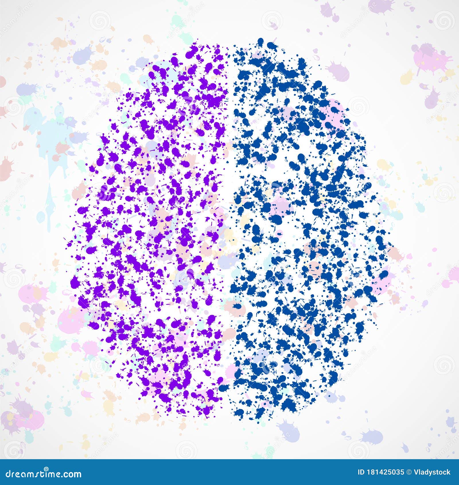 Abstract Human Brain of Colorful Ink Splashes, Grunge Splatters Stock ...