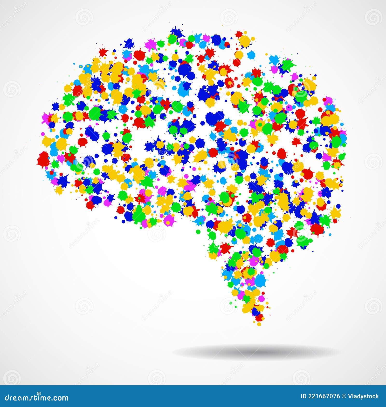 Abstract Human Brain of Colorful Ink Splashes, Grunge Splatters. Vector ...