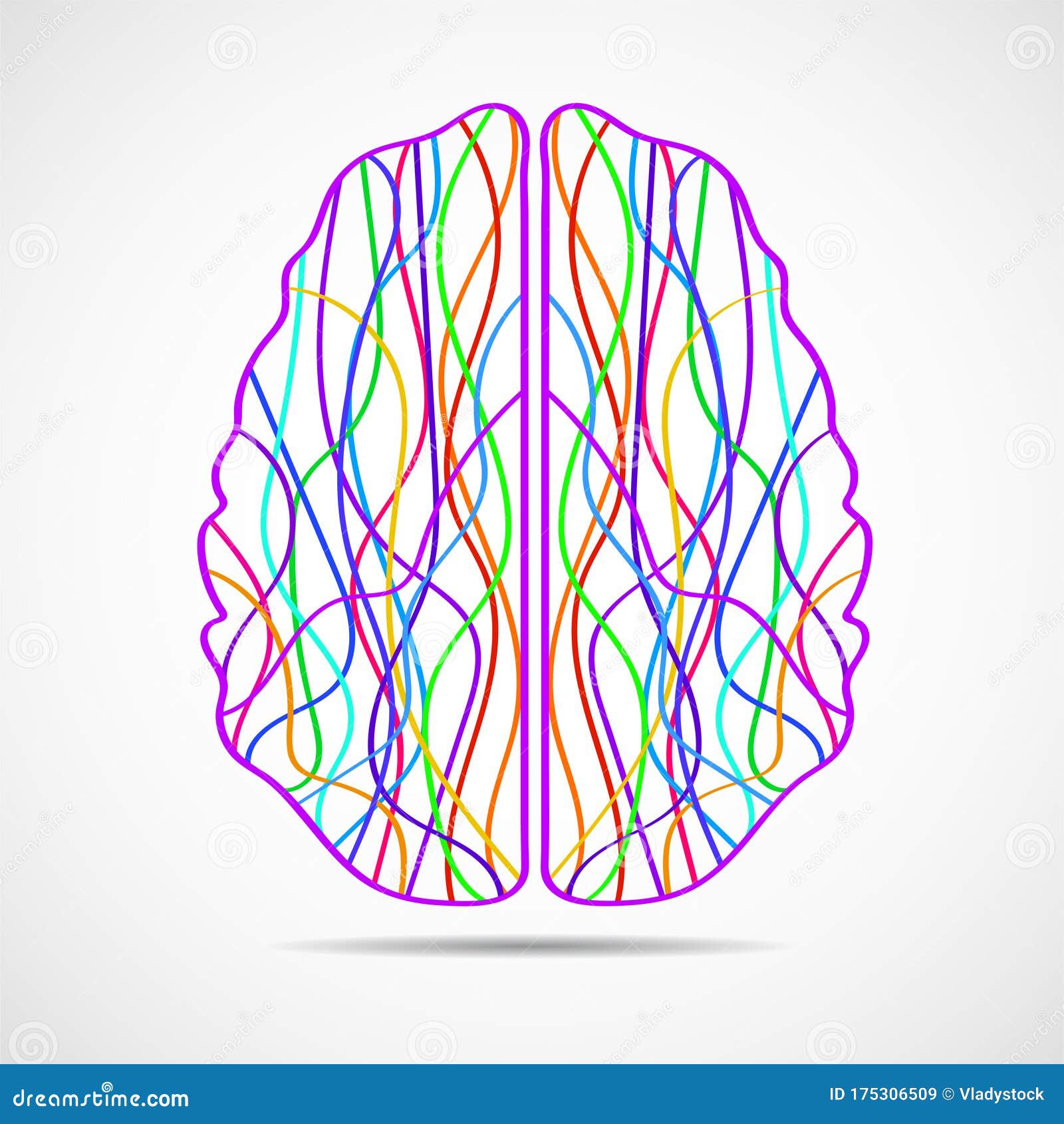 Abstract Human Brain of Colorful Stripes and Lines Stock Illustration ...