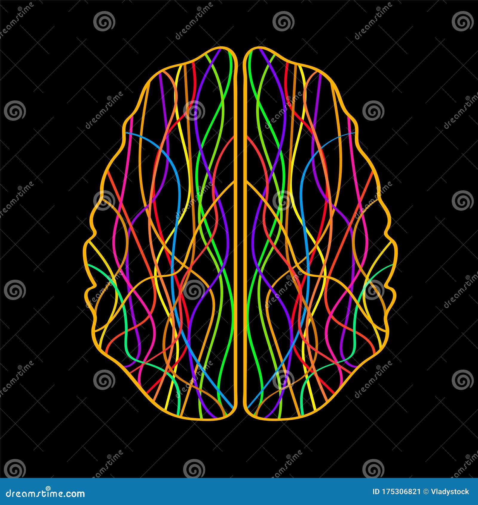 Abstract Human Brain of Colorful Stripes and Lines Stock Illustration ...
