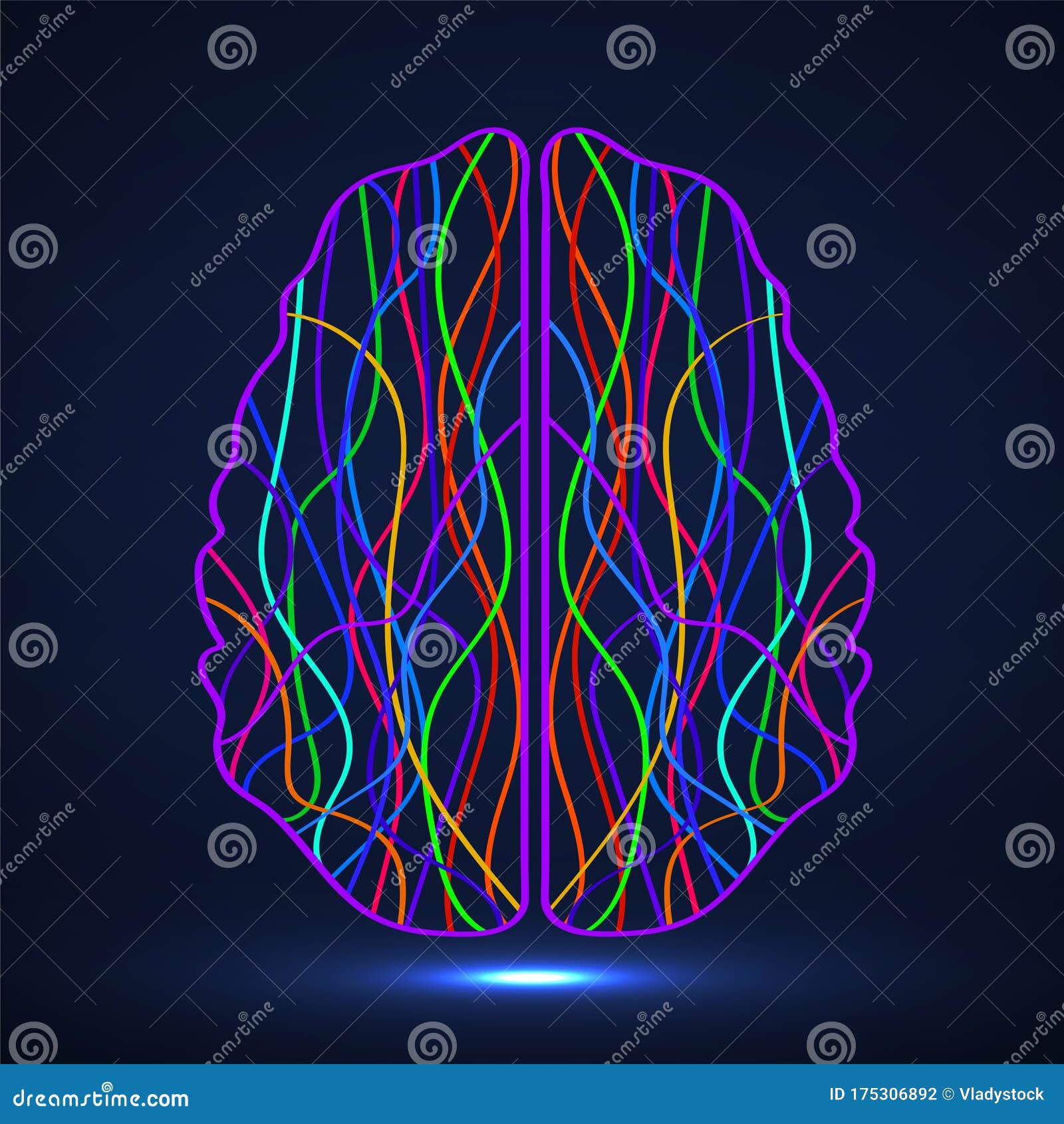 Abstract Human Brain of Colorful Stripes and Lines Stock Illustration ...