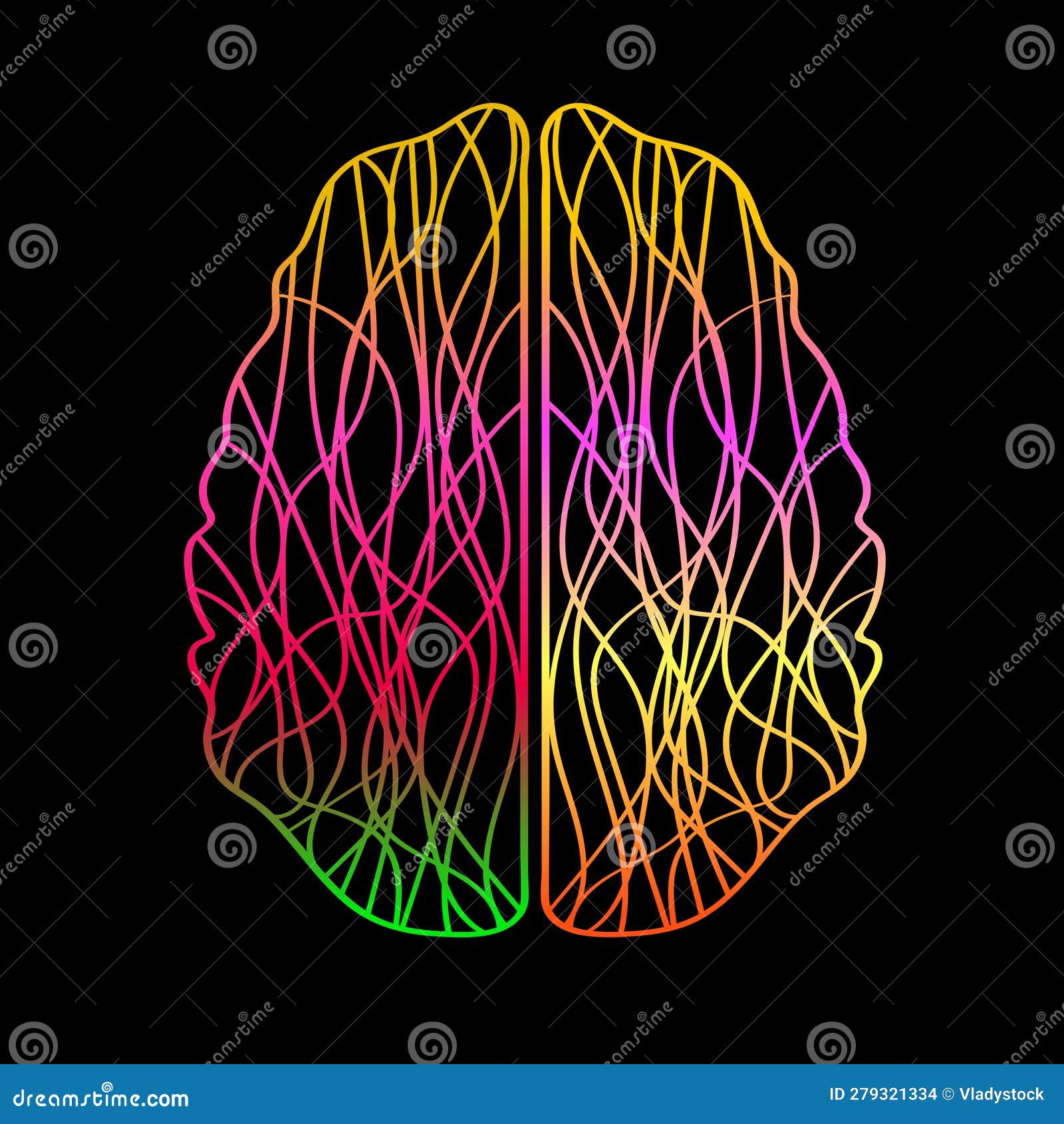 Abstract Human Brain of Colorful Stripes and Lines Stock Vector ...