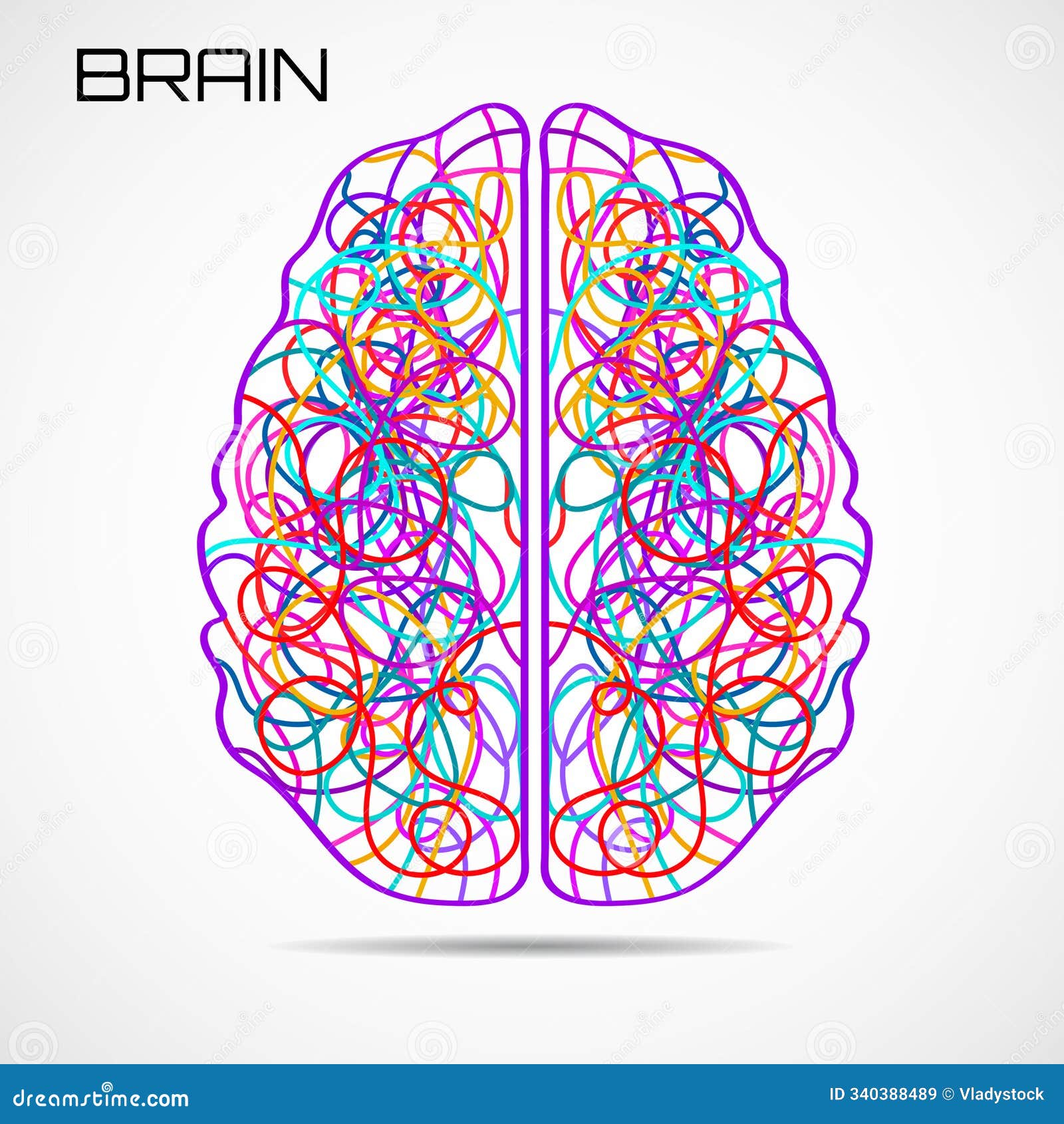 Abstract Human Brain of Colorful Stripes and Lines Stock Vector ...