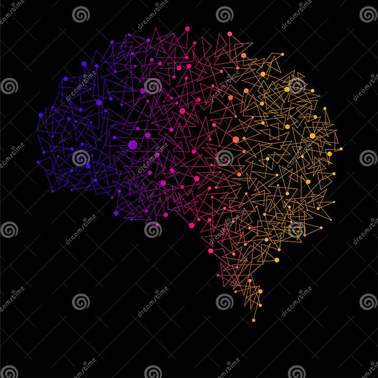 Abstract Human Brain of Dots and Lines Stock Illustration ...