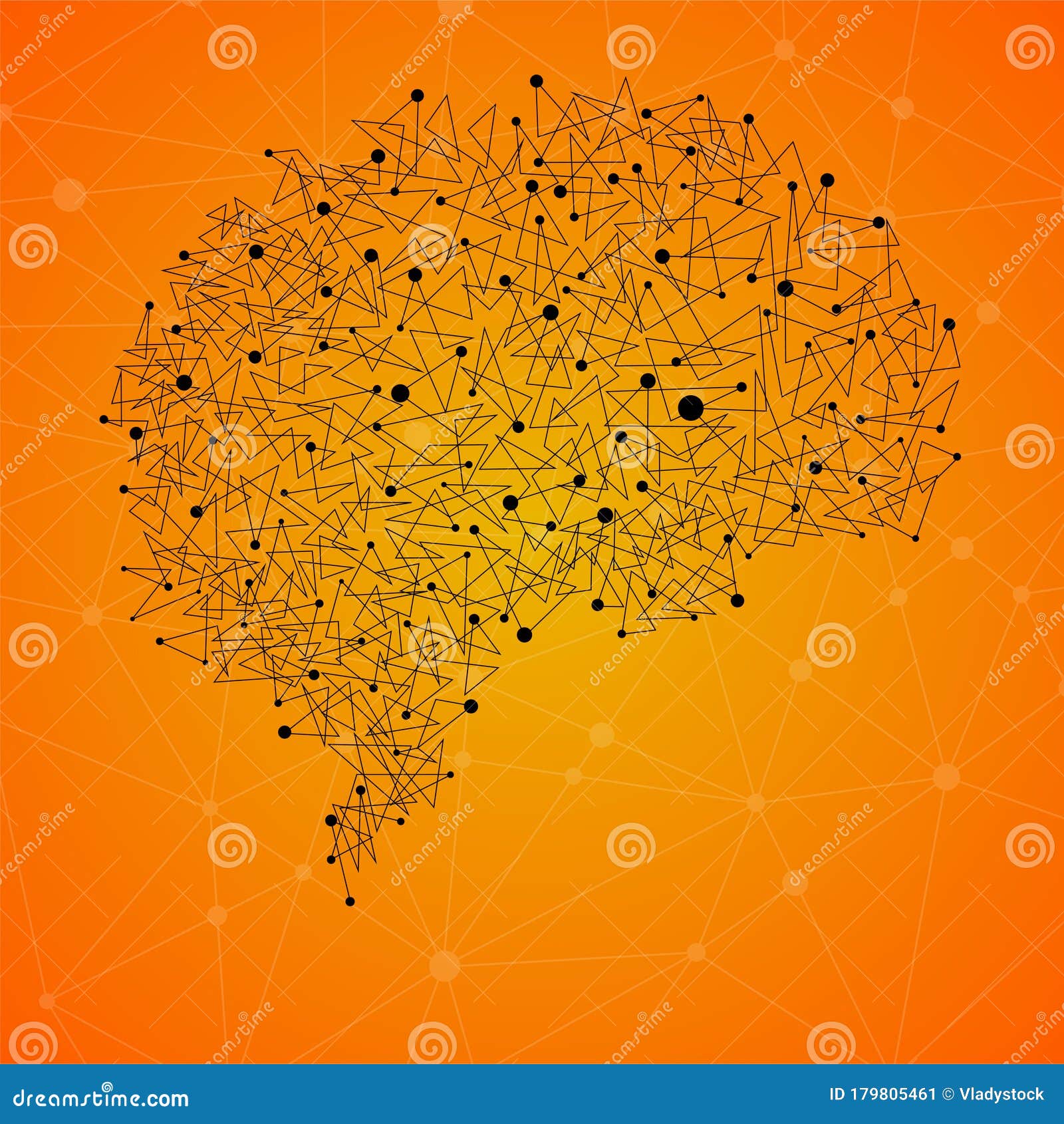 Abstract Human Brain of Dots and Lines, Polygonal Structure Stock ...