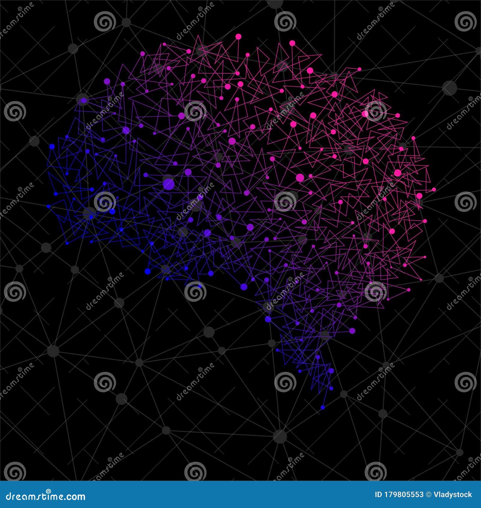 Abstract Human Brain of Dots and Lines, Polygonal Structure Stock ...