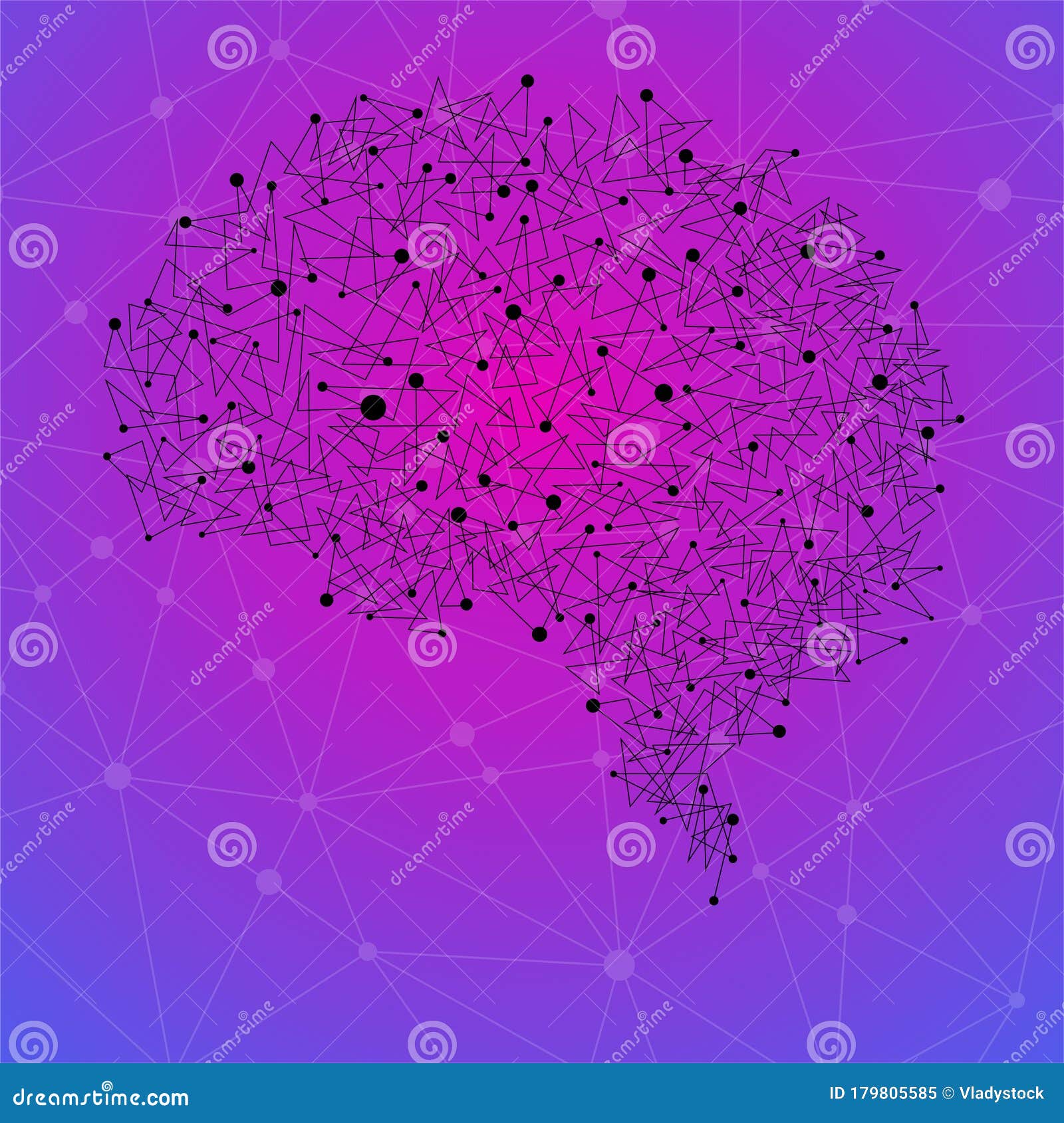 Abstract Human Brain of Dots and Lines, Polygonal Structure Stock ...