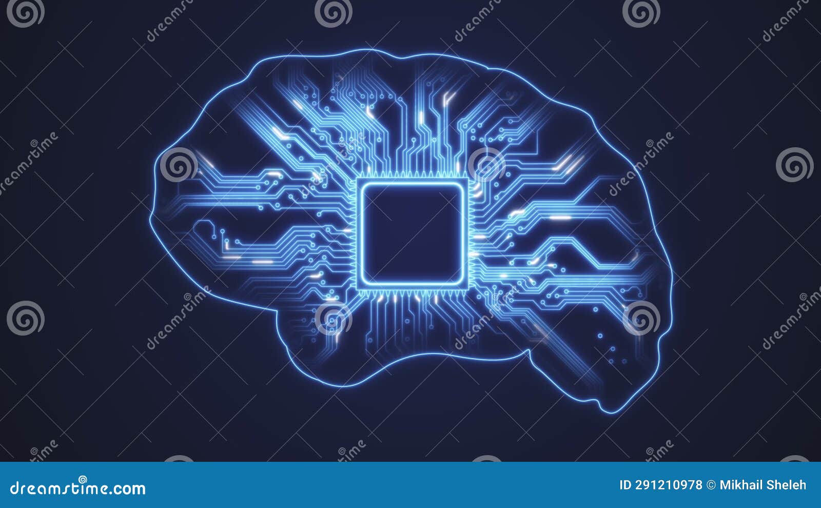 Abstract Human Brain with an Electronic Chip Inside. Stock Footage ...