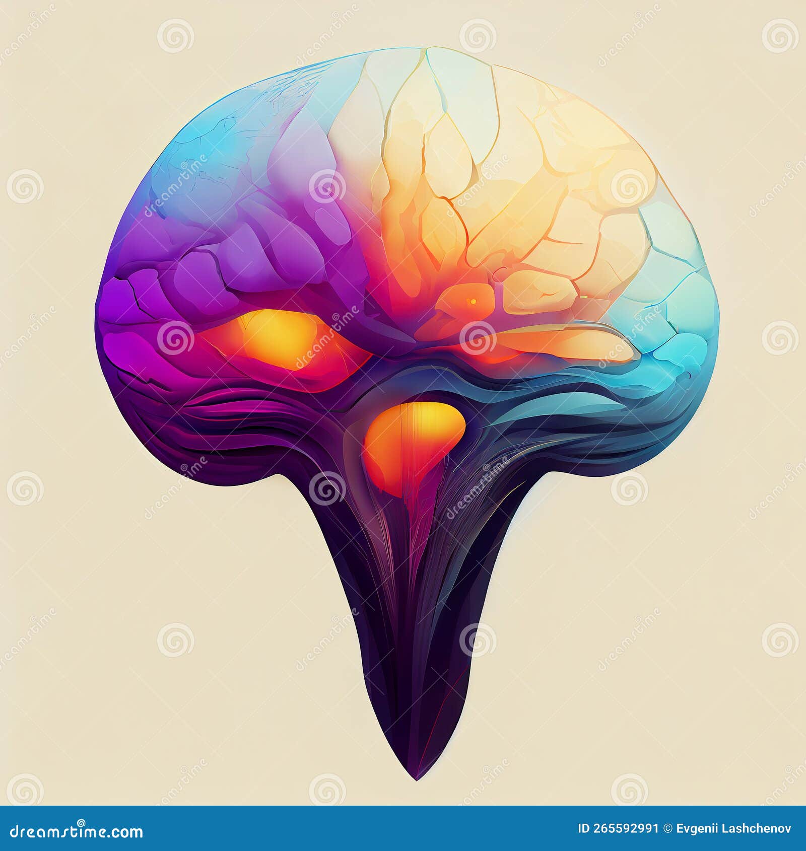 Abstract Human Brain Flat Illustration on a Beige Background ...