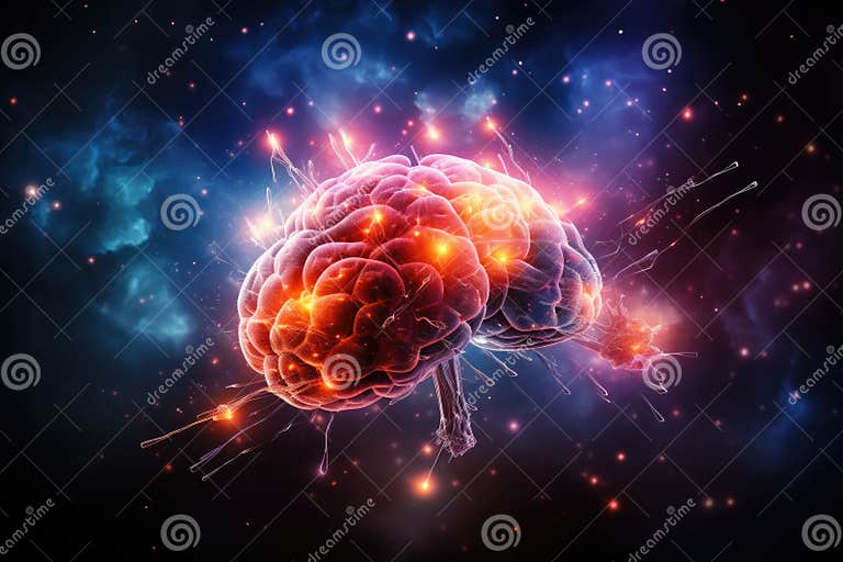 Abstract Human Brain Full with Creativity Galaxy Background. Generative ...